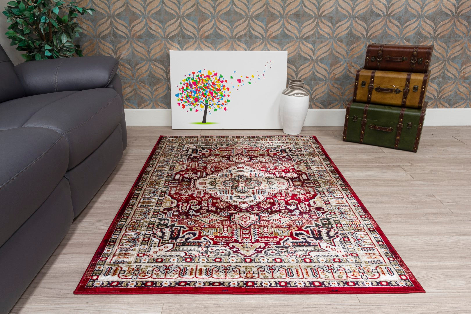 Azza Medallion Rug Red | Quality Home Furniture | McVann Furniture