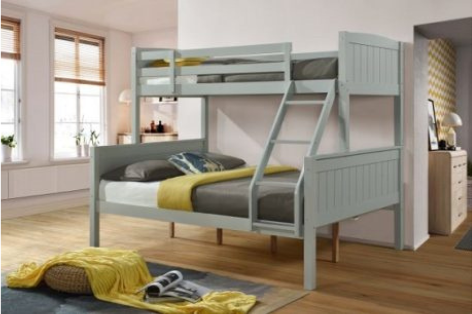 Cassandra Triple Bunk Grey 144.3x200.8x169.8(H)cm | Quality Home Furniture